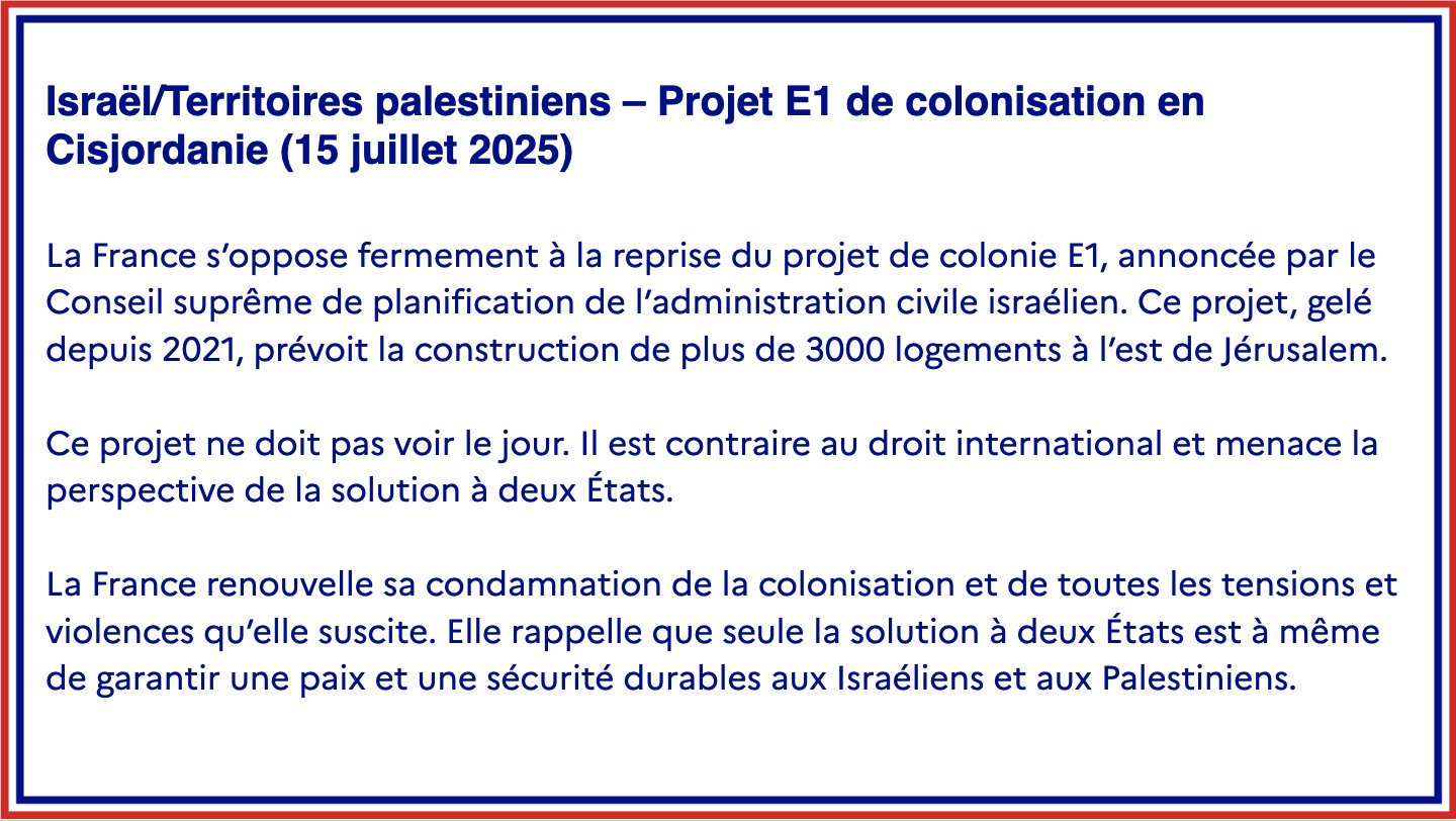 Déclaration du Ministère français des affaires étrangères sur X
